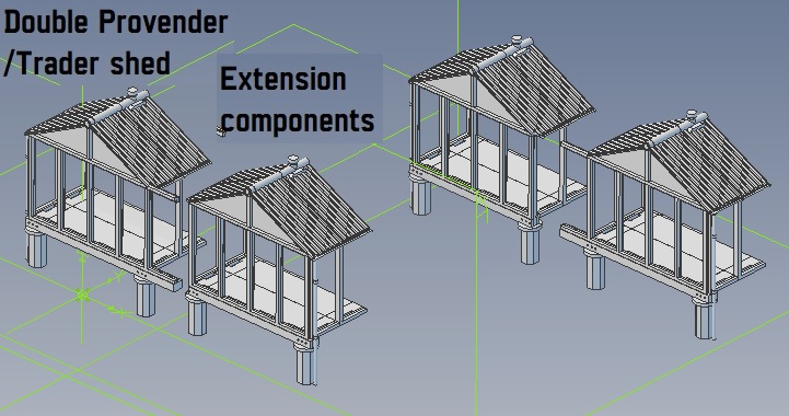 3D printed provendee/trader goods sheds